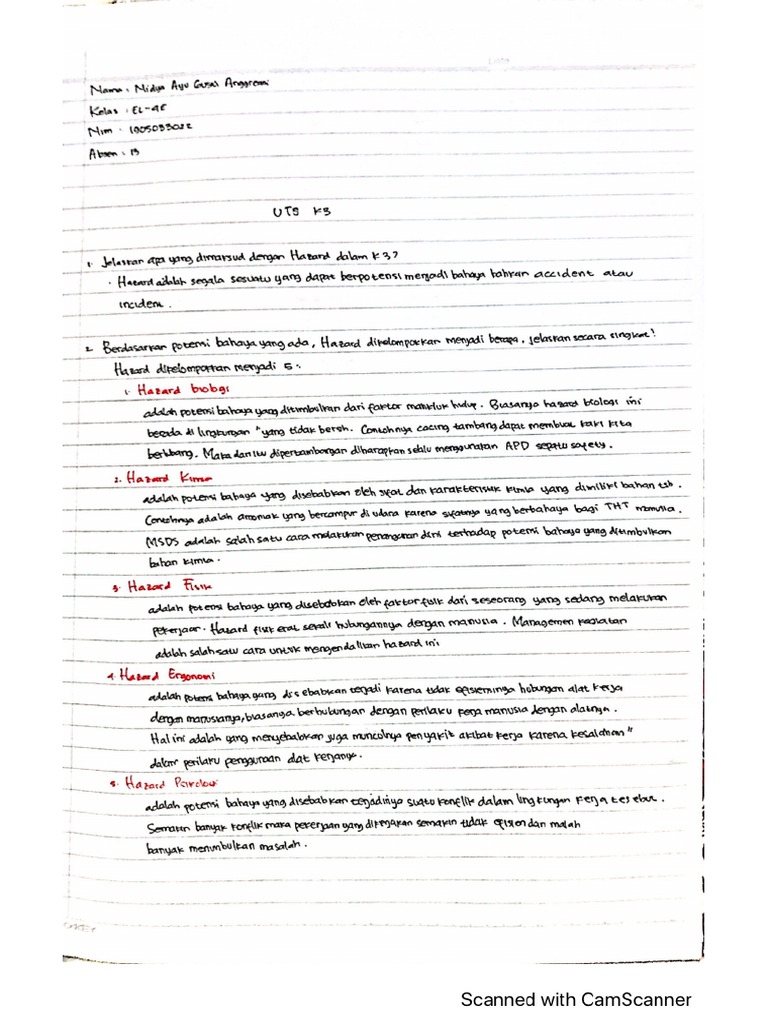 UTS K3 Nidya Ayu Gusti Anggreani EL-4E 1 | PDF