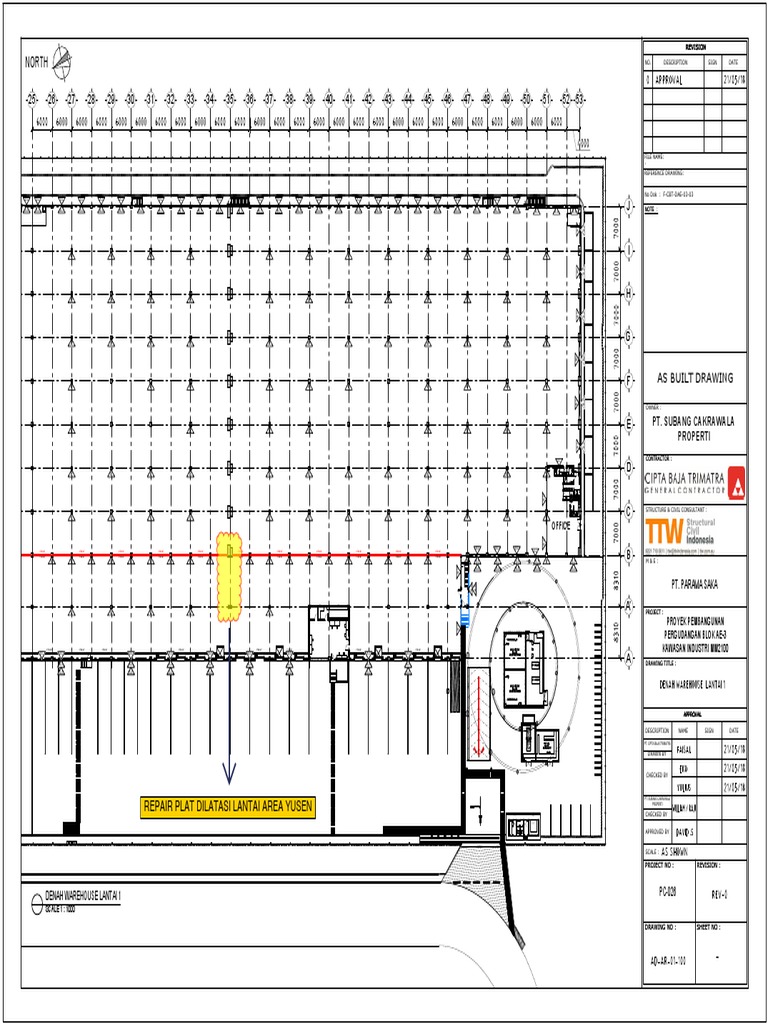 Ad-Ar-01-100 103 - Denah Warehouse Lantai 1 As 25-53 | PDF