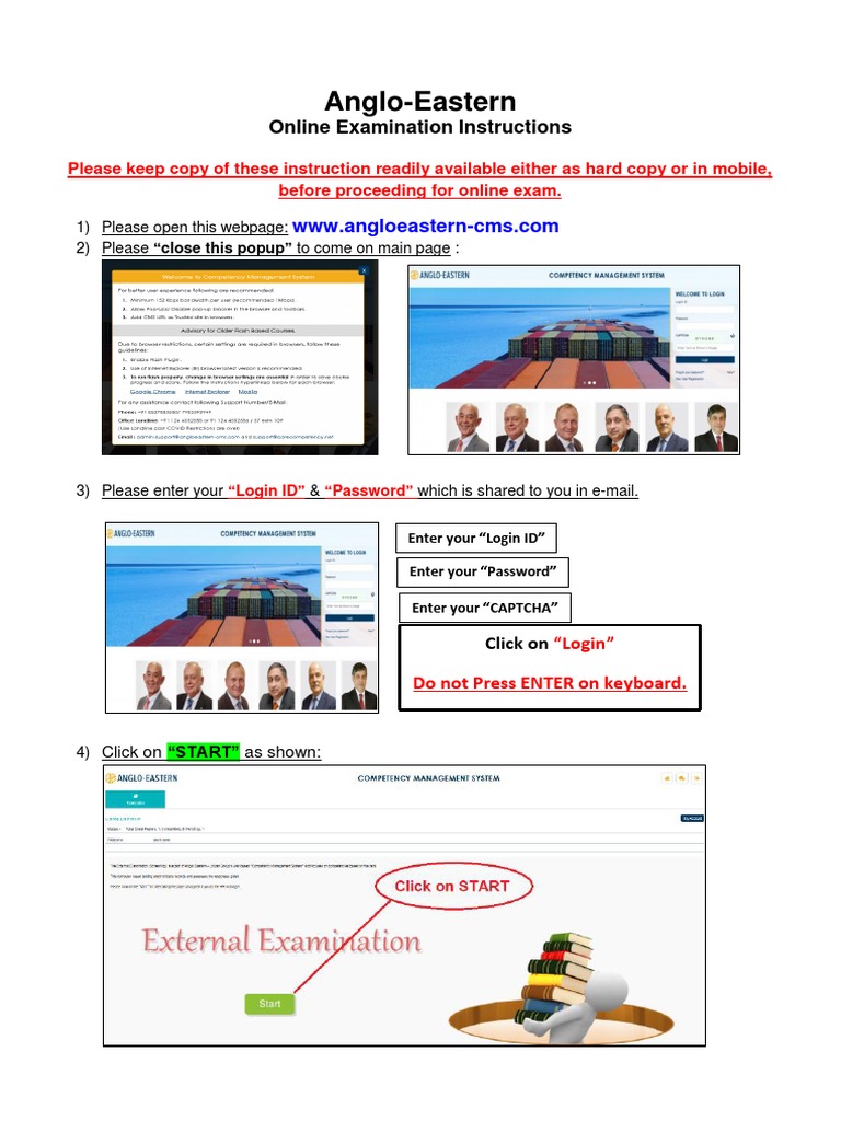 Anglo-Eastern Online Exam Instructions | PDF