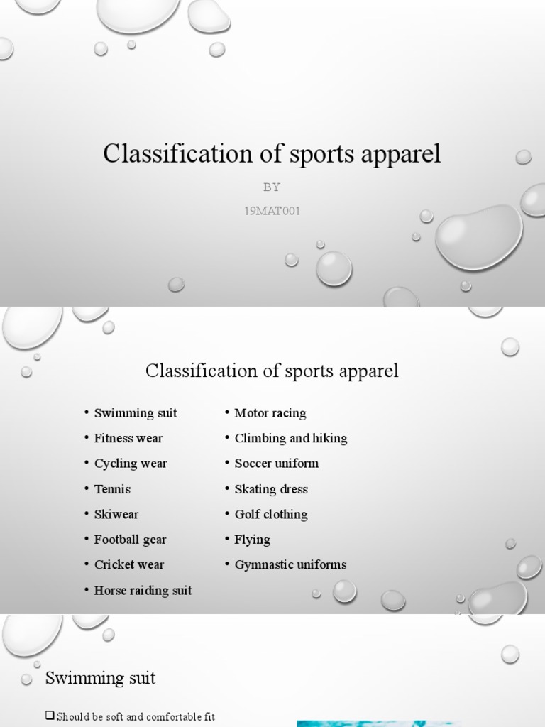 Classification of Sportswear | PDF