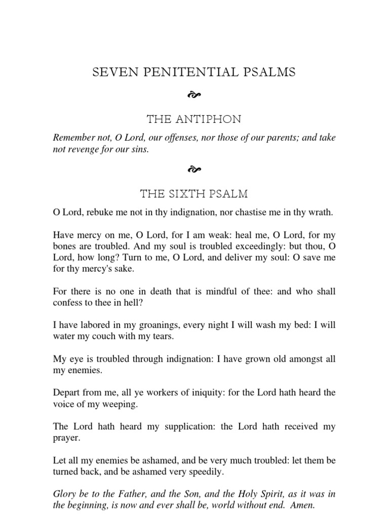 Penitential Psalms for Reflection | PDF | Penance | Sacrifice