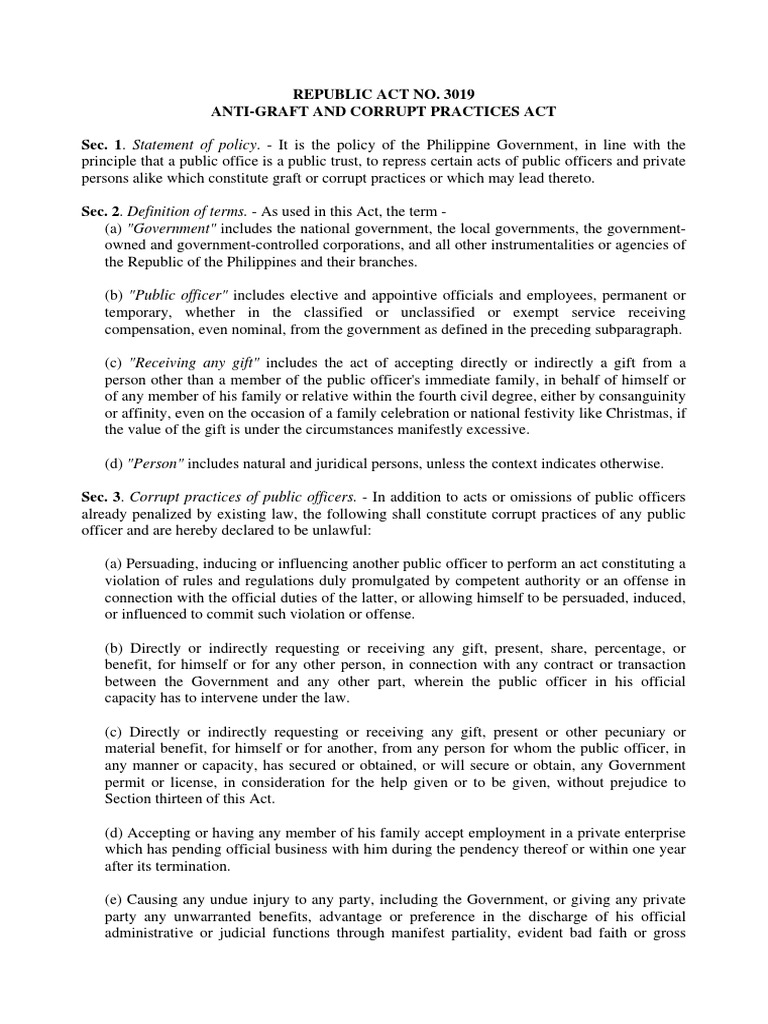 RA 3019: Anti-Graft Practices Act | PDF