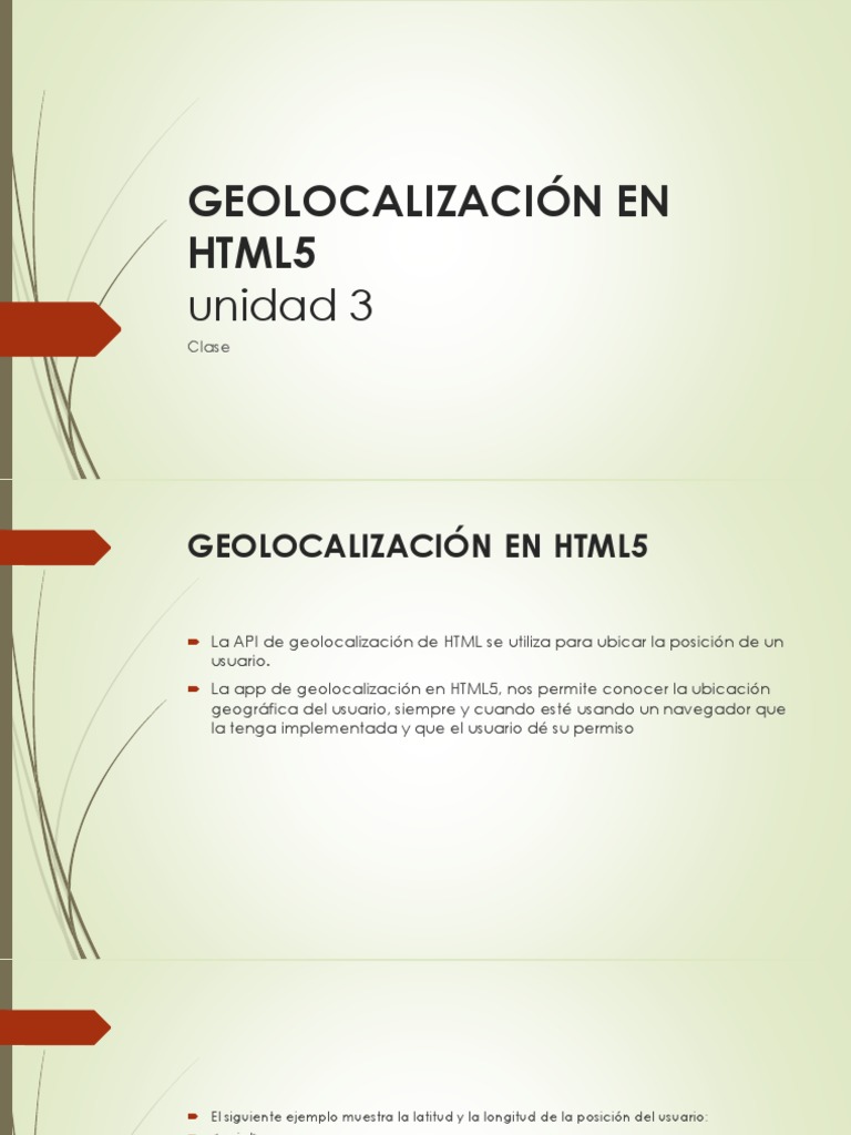 unidad 3 GEOLOCALIZACIÓN EN HTML5 | PDF
