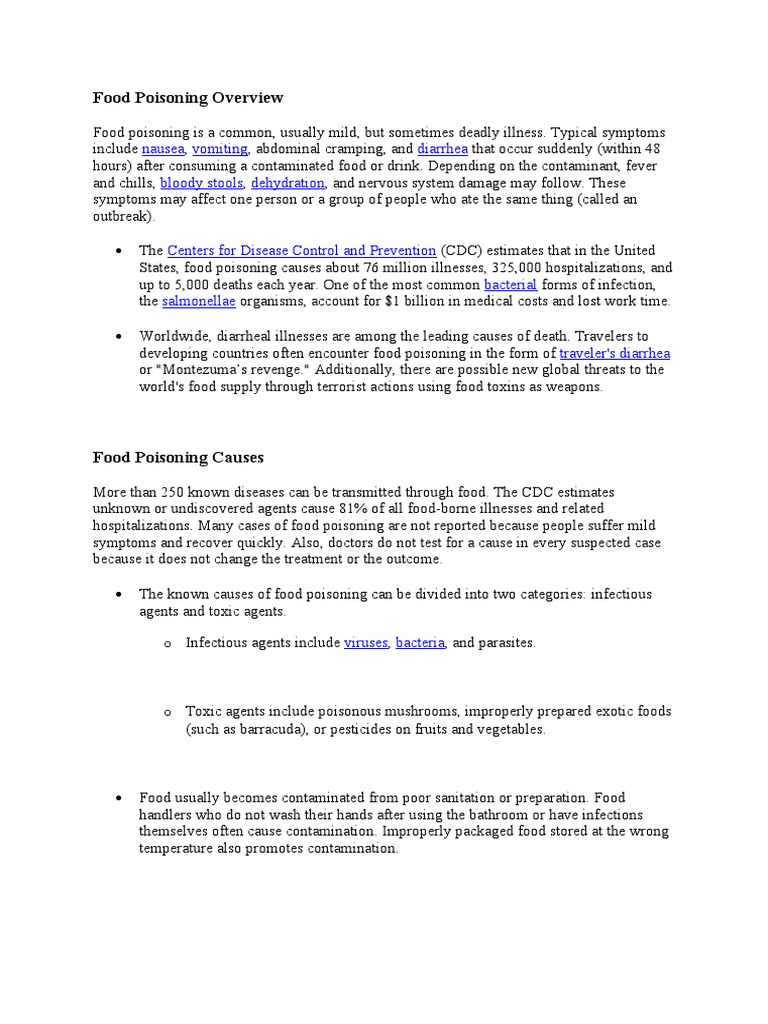 Food Poisoning Overview | PDF | Foodborne Illness | Foods