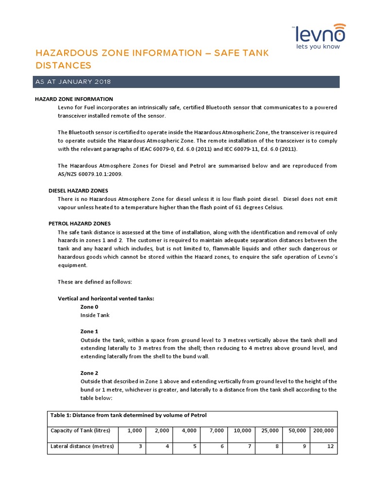 Hazardous Zone Information-Safe Tank Distance-Levno Jan2018 | PDF ...