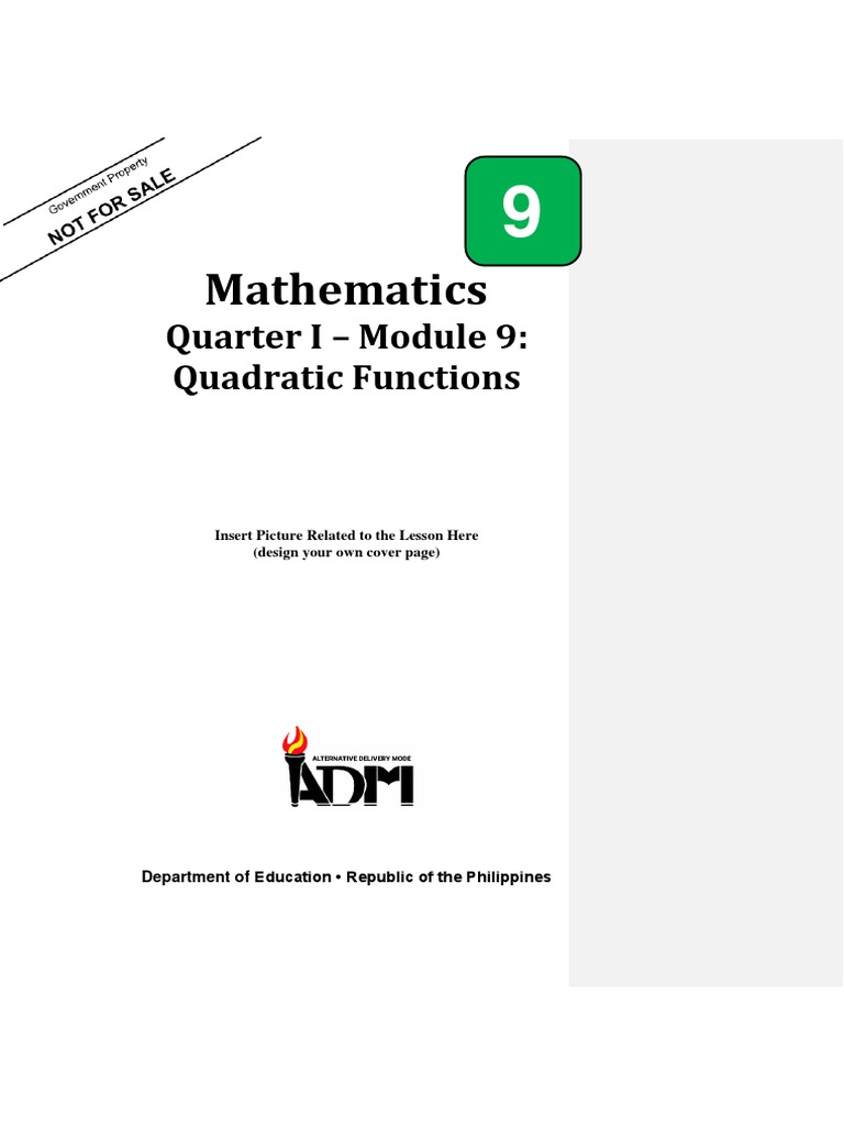 Mathematics: Quarter I - Module 9: Quadratic Functions | PDF | Function ...