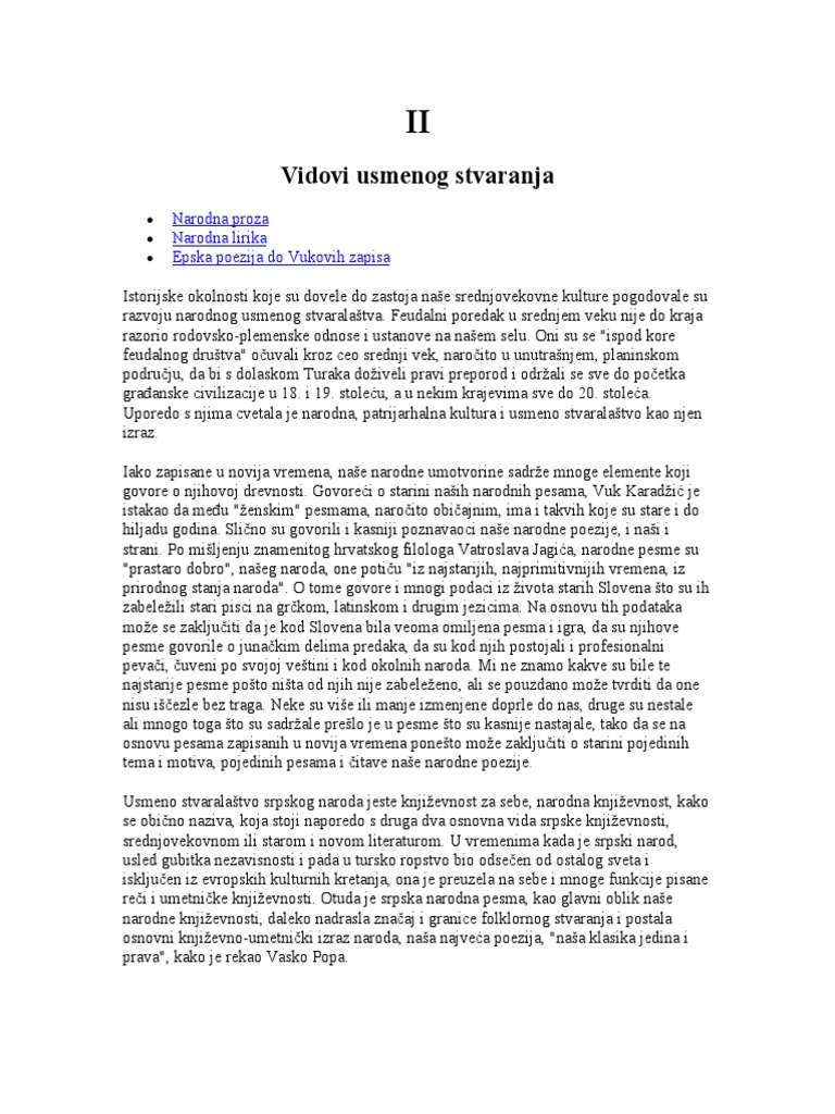 Narodna Književnost - Jovan Deretic | PDF