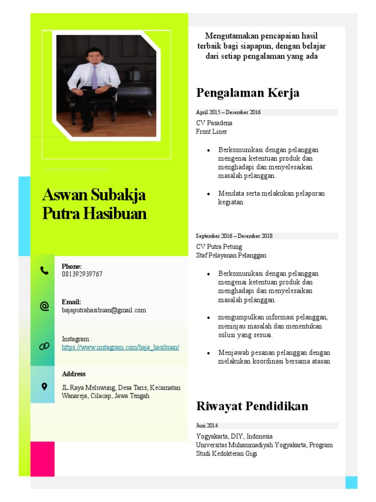 CV Aswan Subakja Putra Hasibuan | PDF