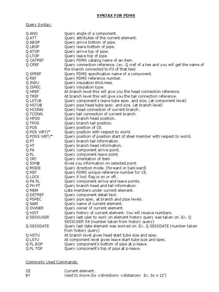 Pdms Command Line Syntax Advanced Pdf Software Computer Science 