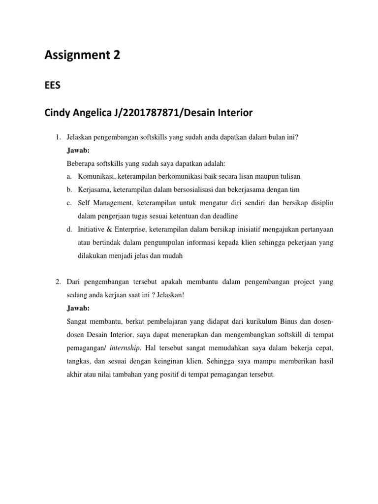 Assignment Bulan 2 - Alt. Internship Track - EES | PDF | Karier & Perkembangan