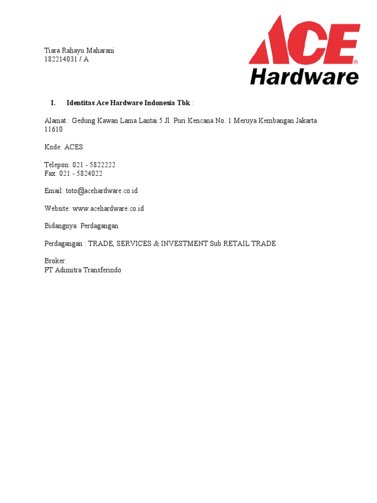 Resume Perusahaan (Ace Hardware Indonesia) | PDF