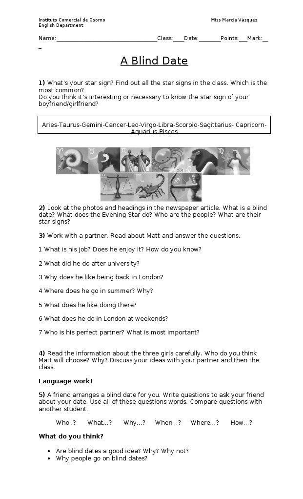 Understanding Blind Dates: A Class Activity | PDF