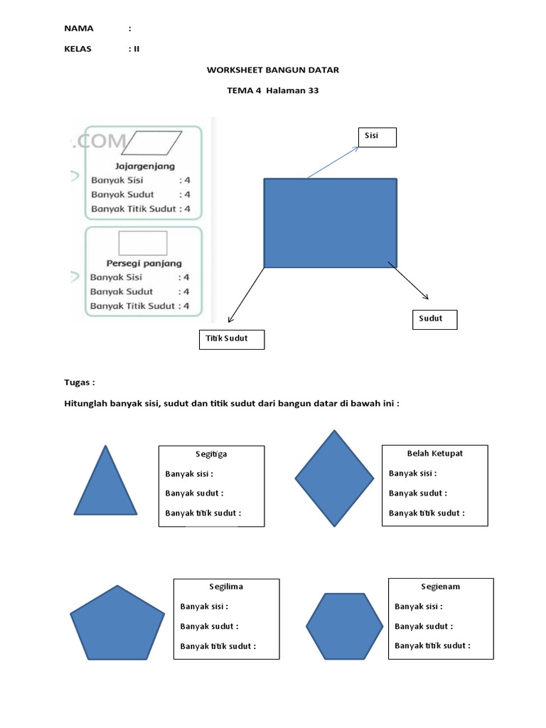 Worksheet Bangun Datar | PDF