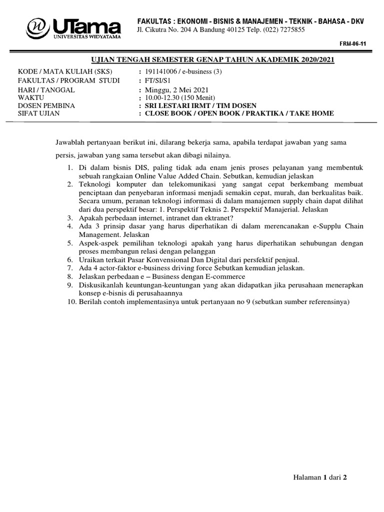 UTS E Business | PDF | Teknologi & Rekayasa