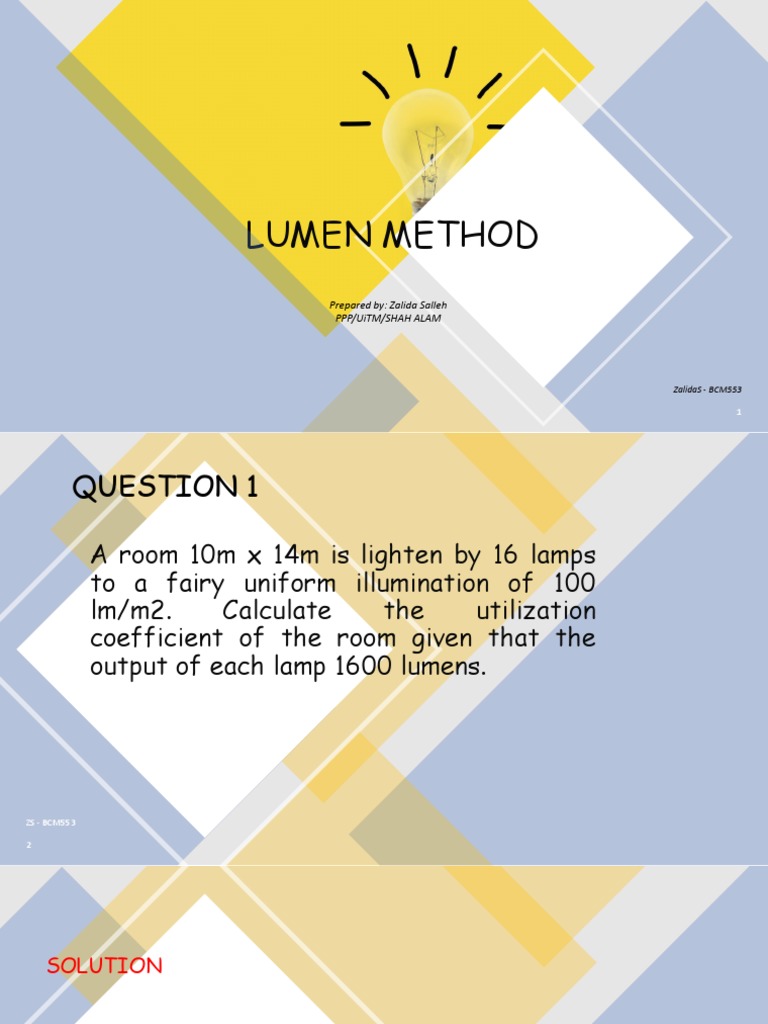 Cma533 Solution - Lumen Method Calculation | PDF | Lighting | Natural Philosophy