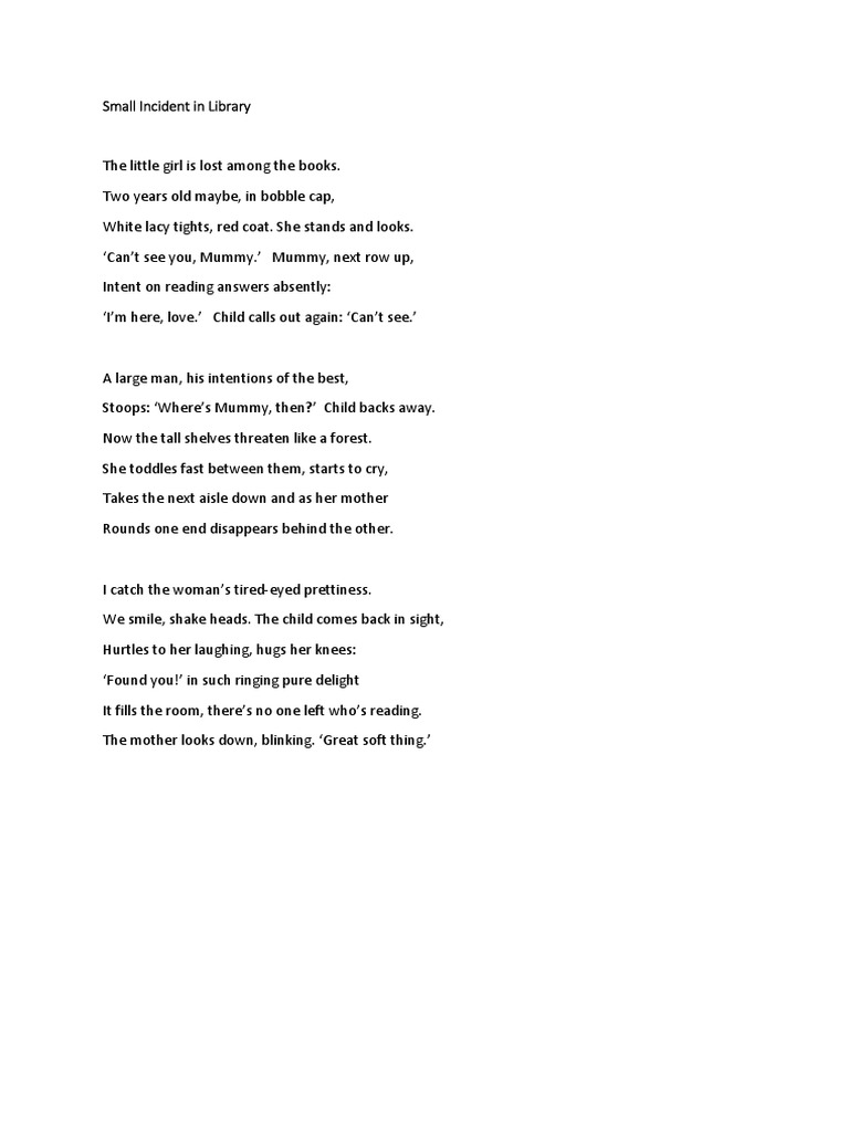 Small Incident in the Library | PDF | Poetry | General Fiction