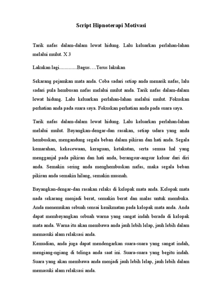 PDF Gratis Script Hipnoterapi Hidup Sehat Jiwa Raga 2 DD | PDF