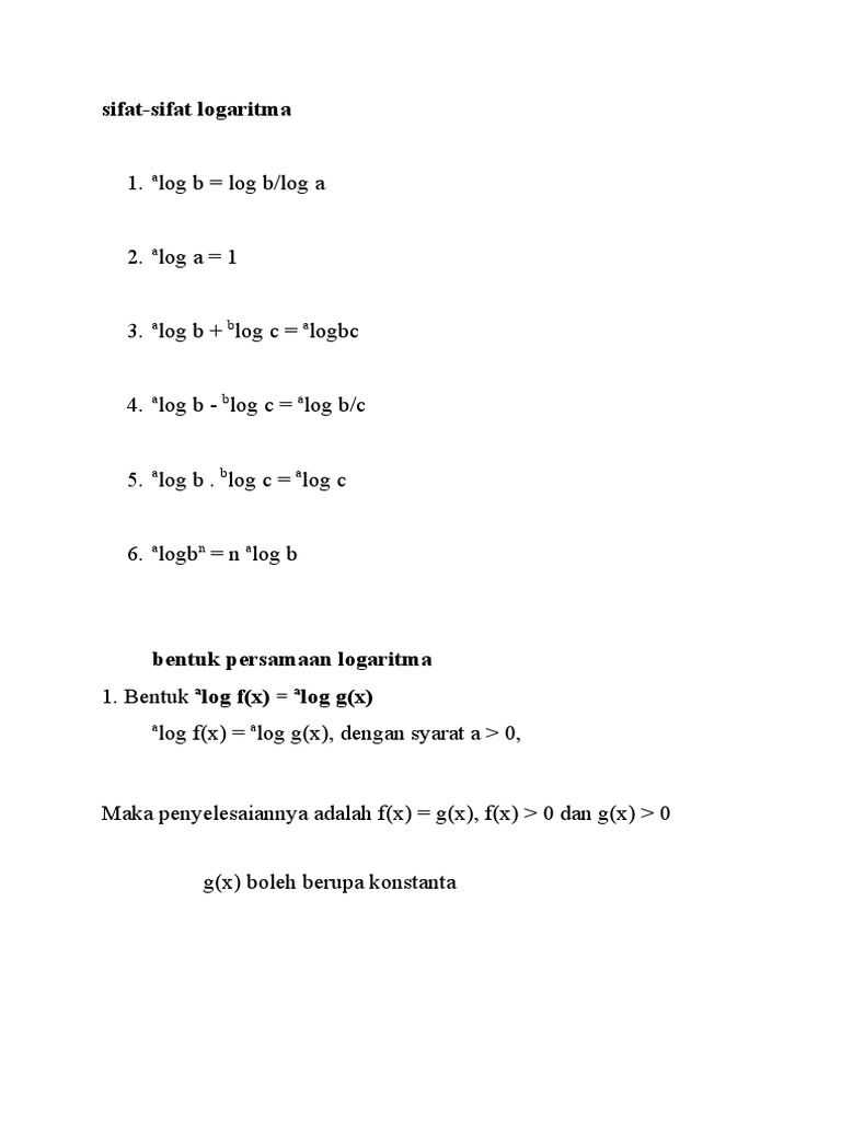 Sifat-Sifat Logaritma | PDF