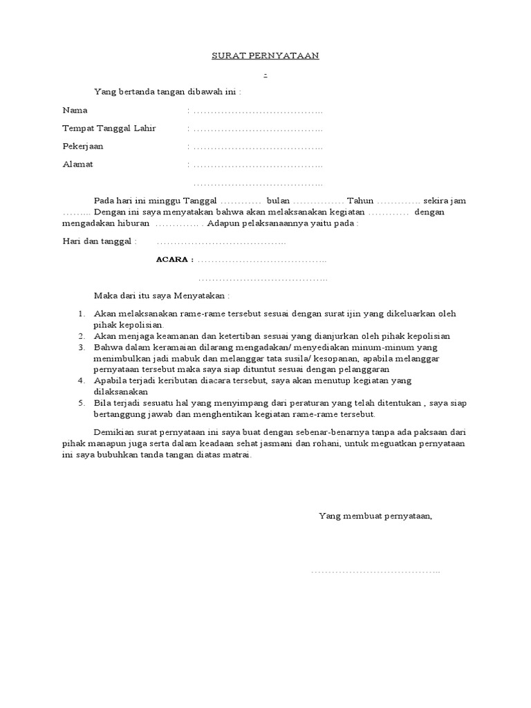 Surat Pernyataan Rame Rame | PDF | Pengembangan Diri