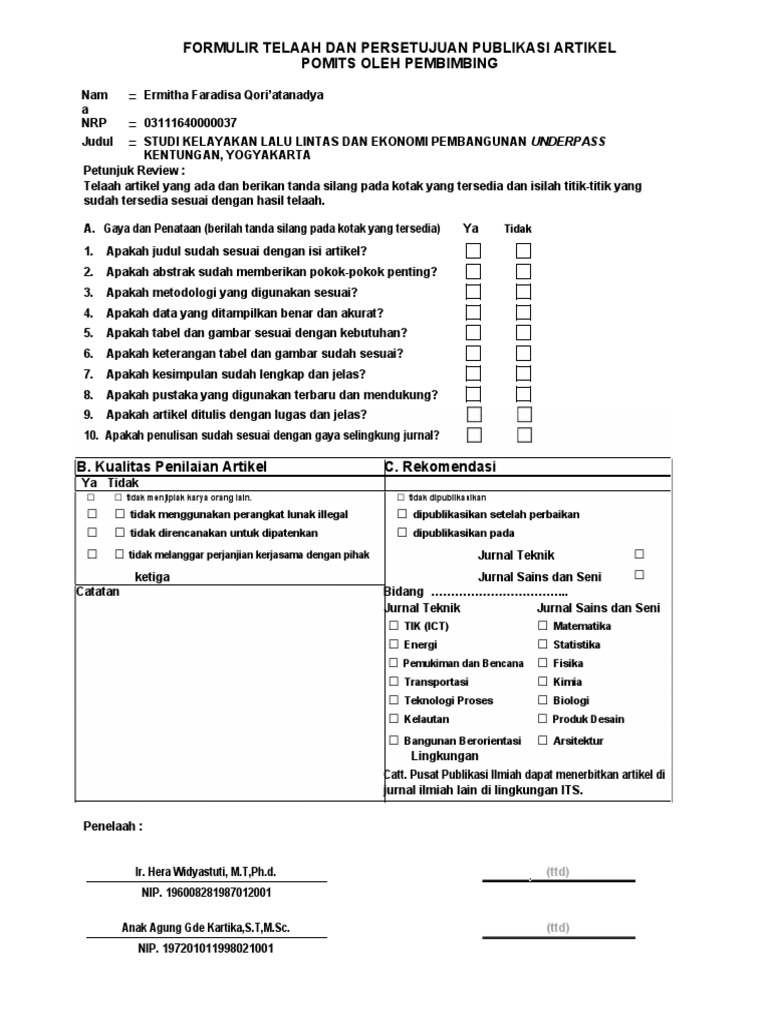 Telaah Artikel POMITS dan Publikasi | PDF