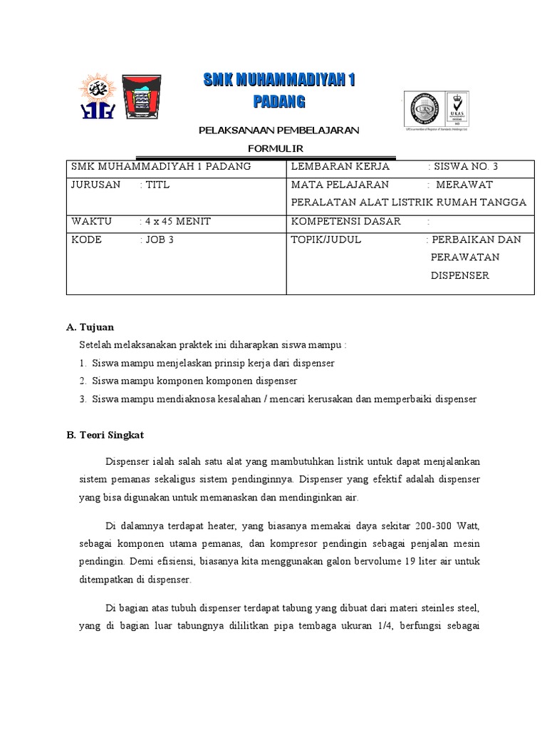 Rangkaian dan Perawatan Dispenser | PDF | Sains & Matematika