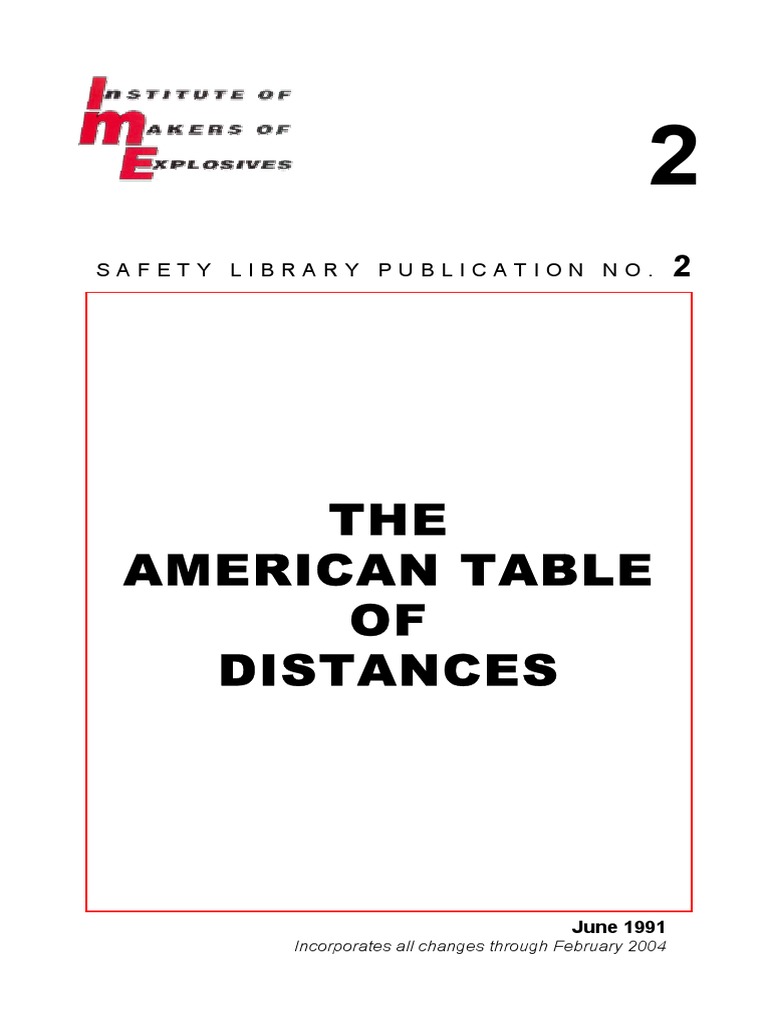 THE American Table OF Distances: Safety Library Publication No ...