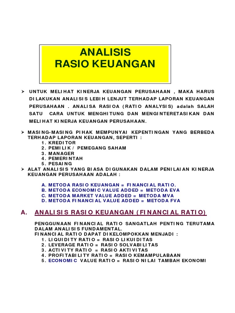 Analisis Rasio Keuangan Perusahaan | PDF | Pengelolaan Keuangan & Uang