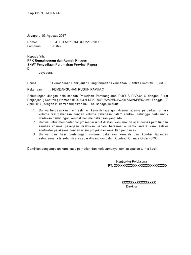 Surat Permohonan Addendum CCO | PDF