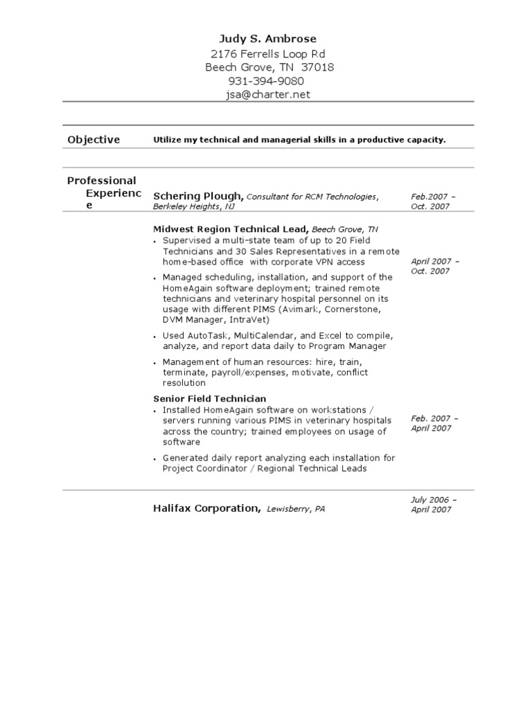 Ambrose Judy S - Resume | PDF | Office Equipment | Computer Hardware