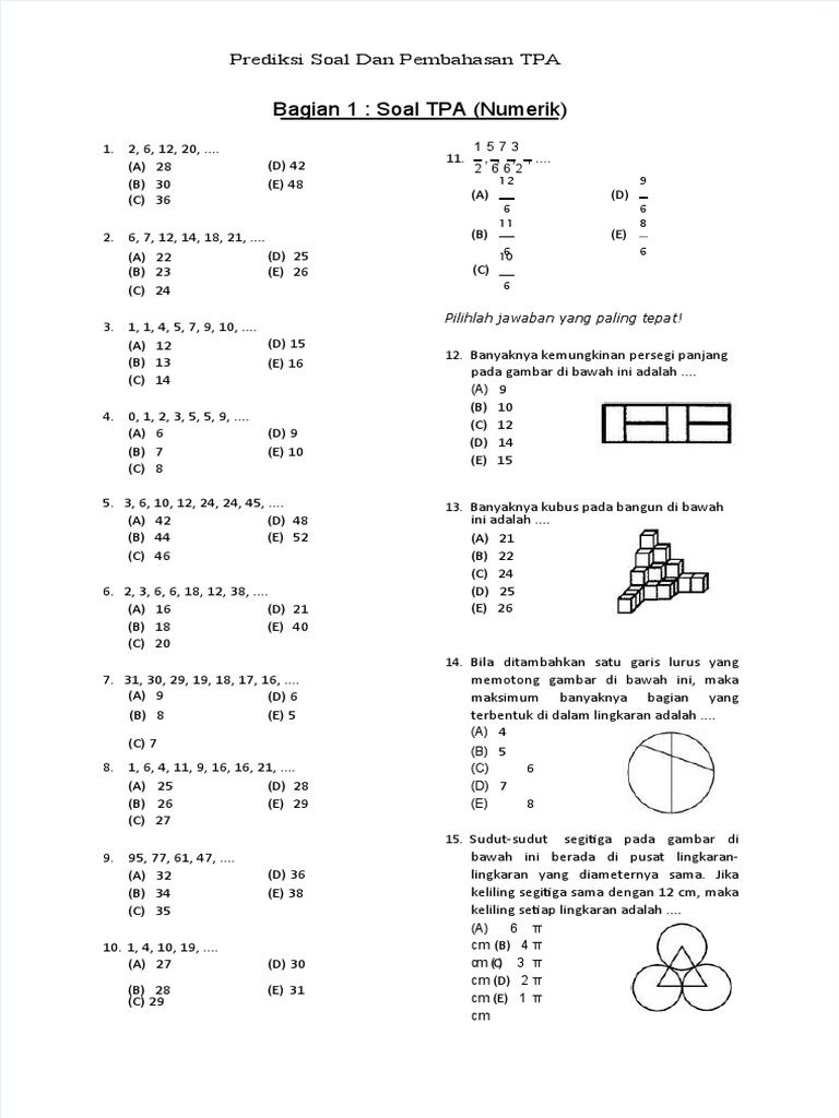 PDF Contoh Soal Tpa | PDF