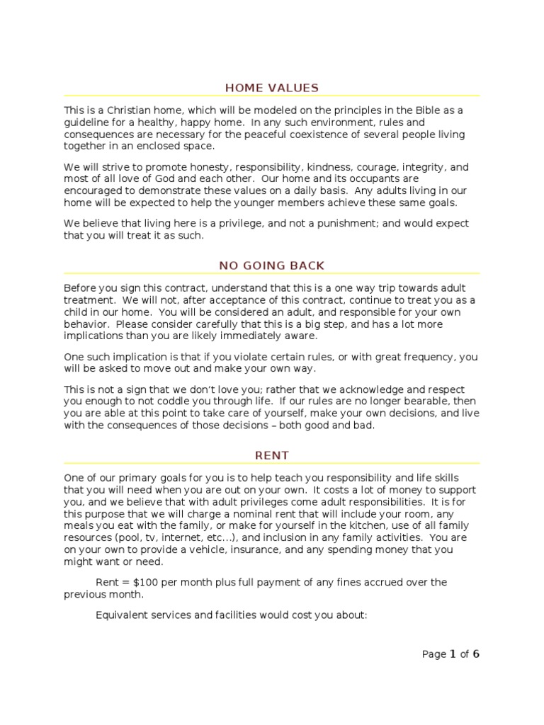 House Rules for Adults Living at Home | PDF | Roommate | Profanity