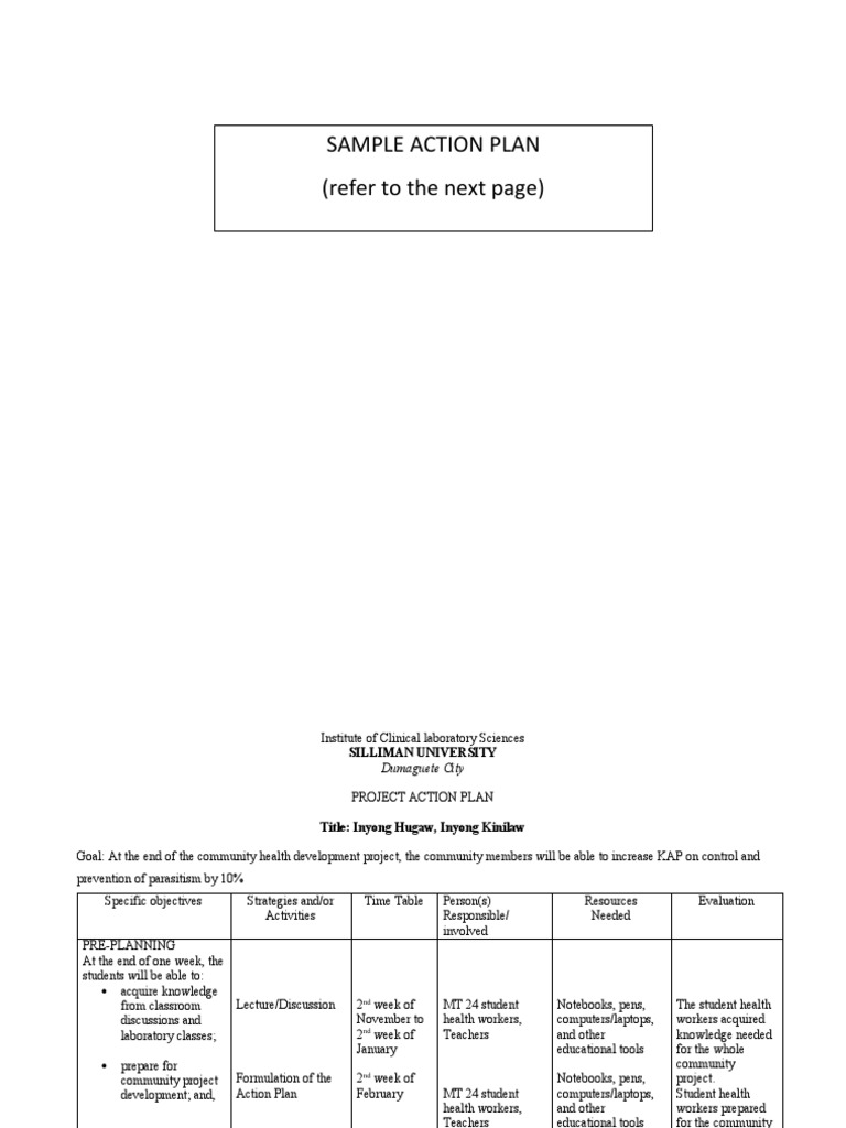 Community Health Action Plan Example | PDF | Service Learning | Human ...