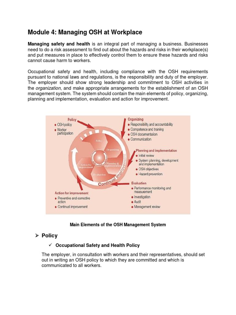 Module 4 - Managing OSH | PDF | Iso 9000 | Occupational Safety And Health