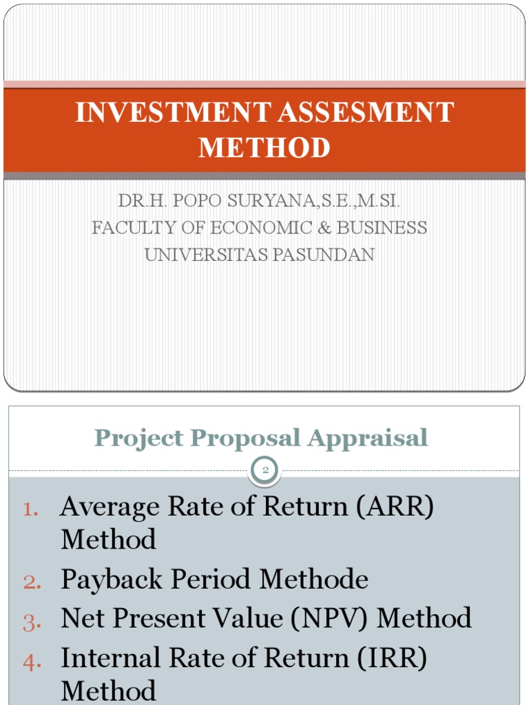 Investment Assessment Methods Explained | PDF | Net Present Value ...