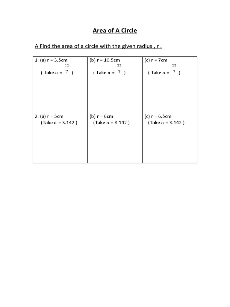 Calculating Areas and Circumferences of Circles | PDF