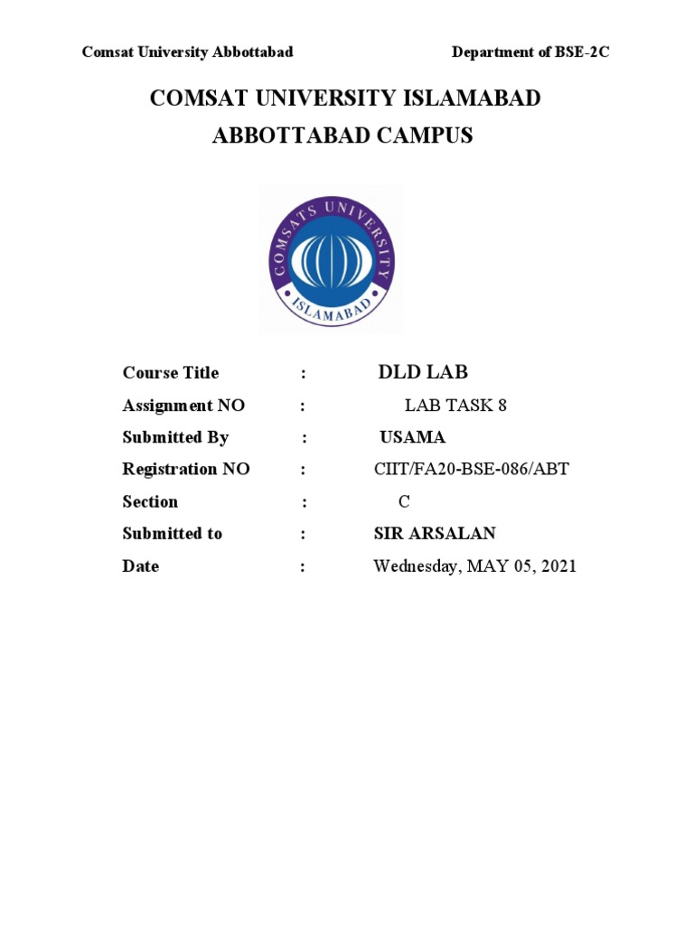 DLD LAB Task 8 | PDF | Electrical Circuits | Digital Technology