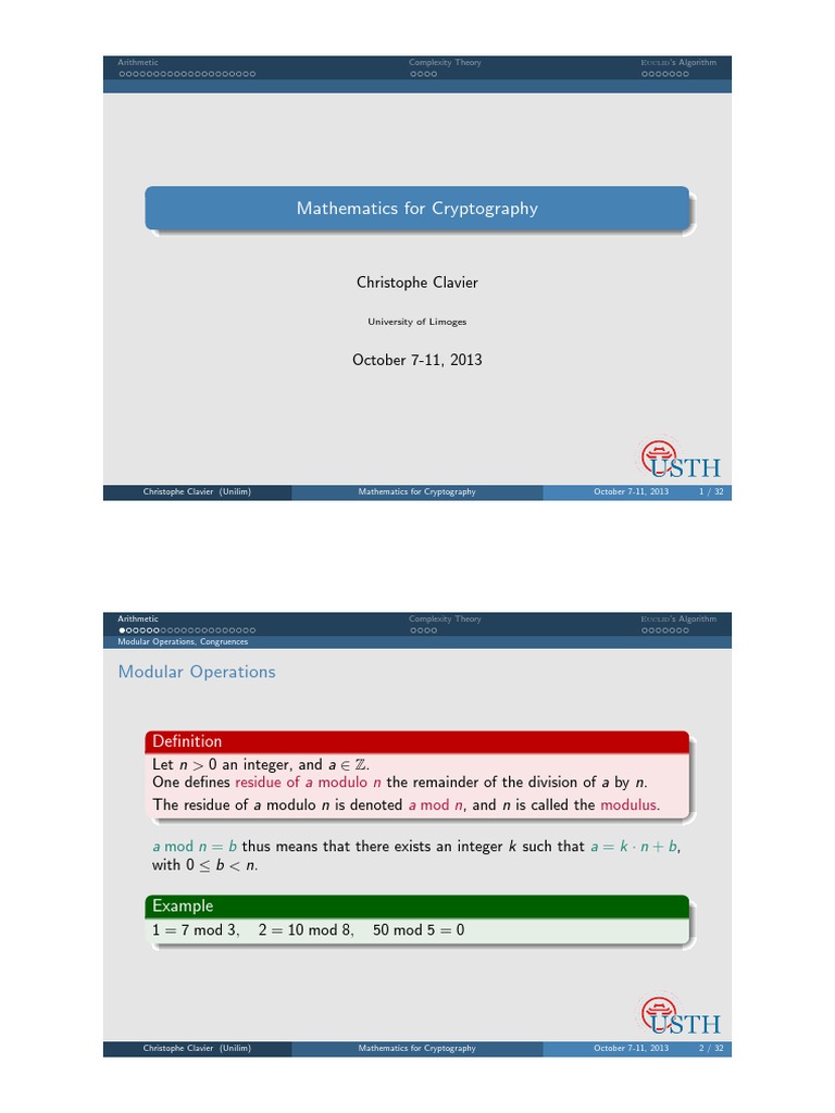 Math - Crypto (Handout 2x) | PDF | Group (Mathematics) | Number Theory
