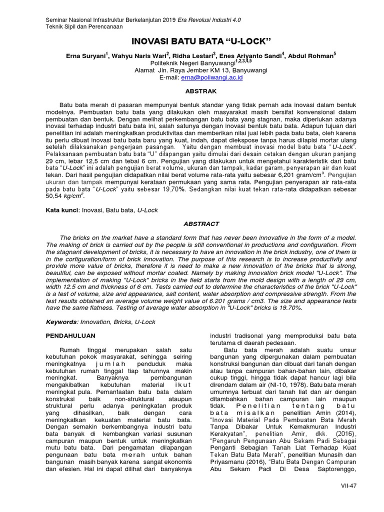 Inovasi Batu Bata "U-Lock" | PDF