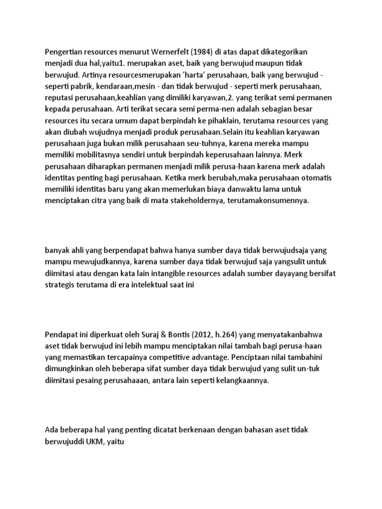 Pengertian Resources Menurut Wernerfelt | PDF | Karier & Perkembangan