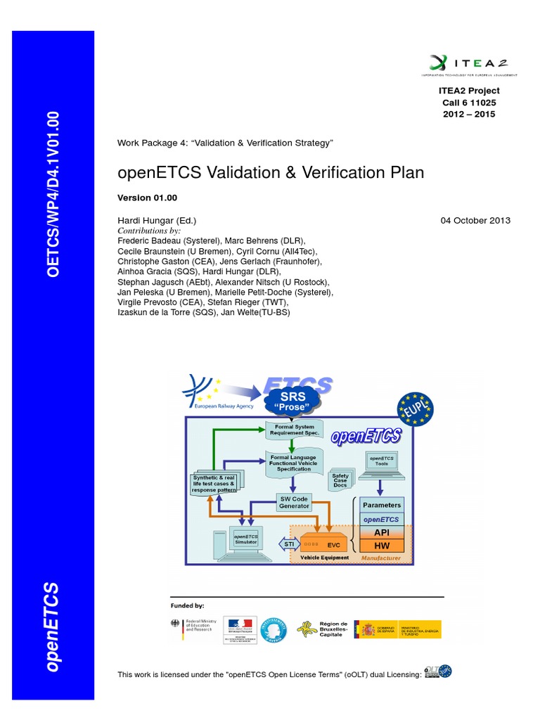 D4.1. openETCS - Validation & Verification Plan | PDF | Specification (Technical Standard ...