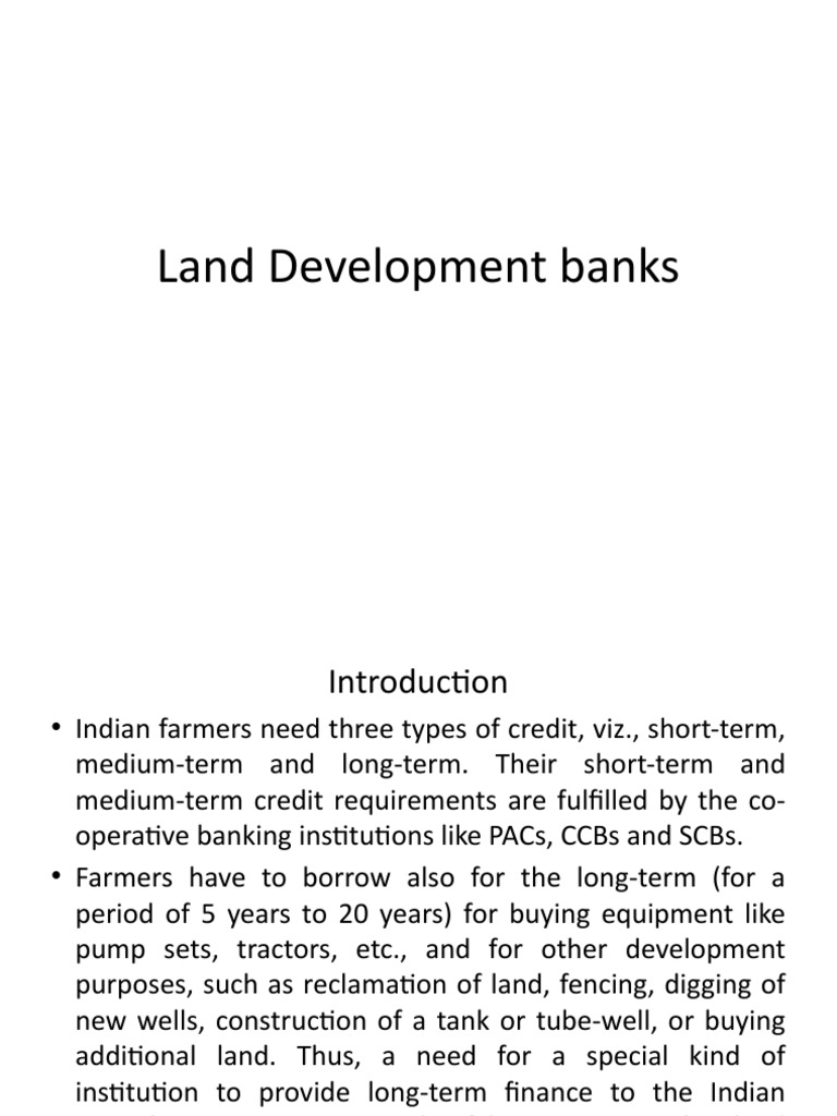 Overview of Land Development Banks in India | PDF | Loans | Mortgage Loan
