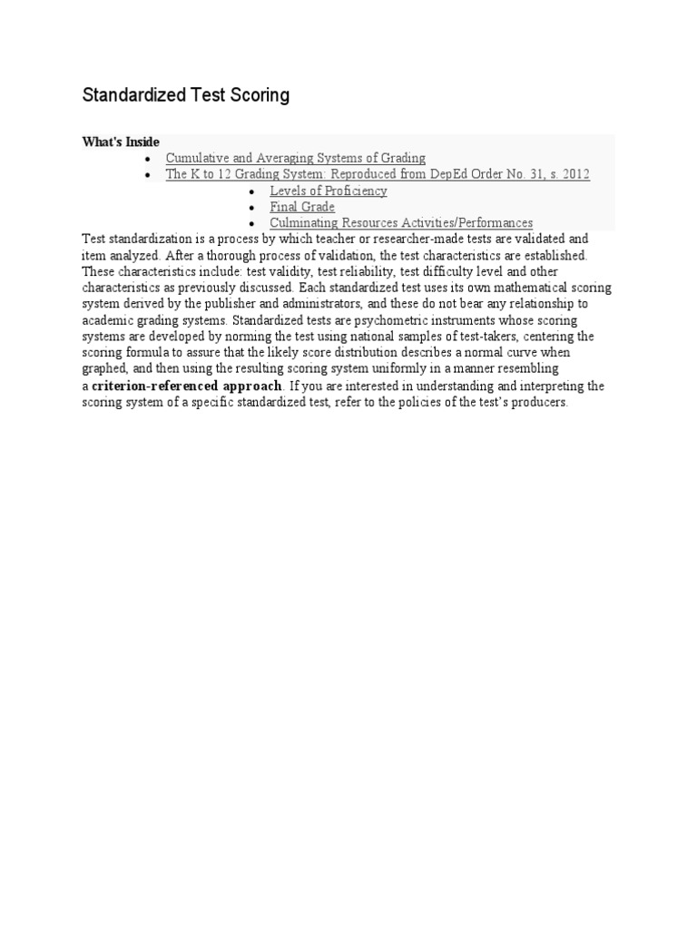 Standardized Test Scoring | PDF | Career & Growth | Business