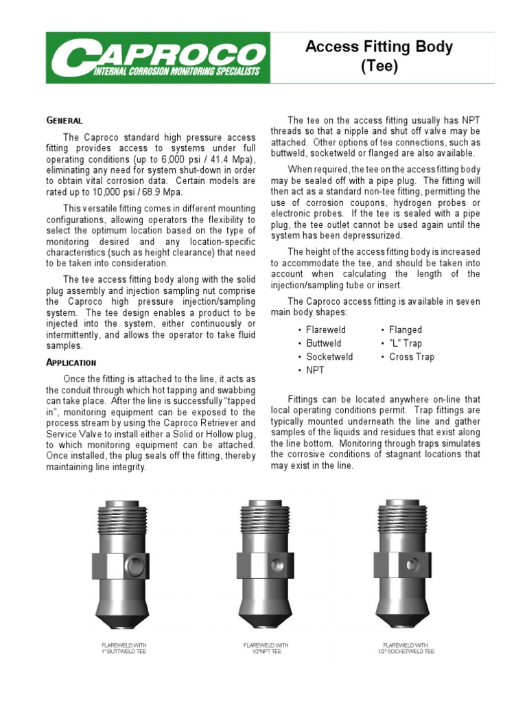 Access Fittings (Tee) | Download Free PDF | Pipe (Fluid Conveyance ...