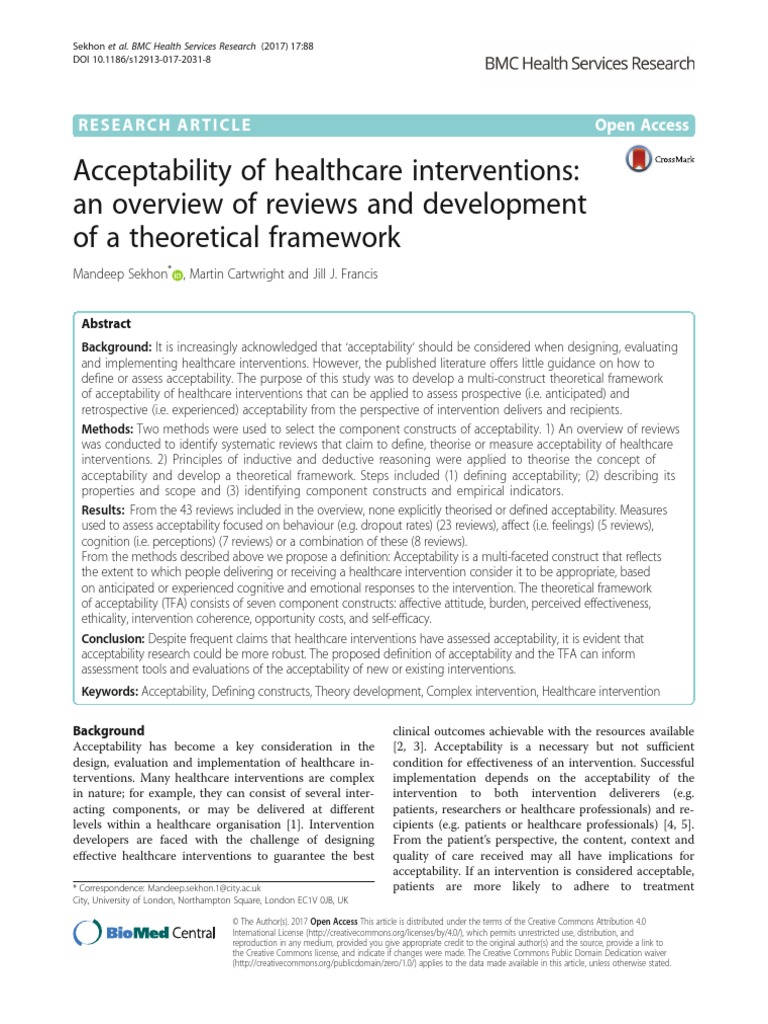 The Concept of Acceptability | PDF | Systematic Review | Attitude ...