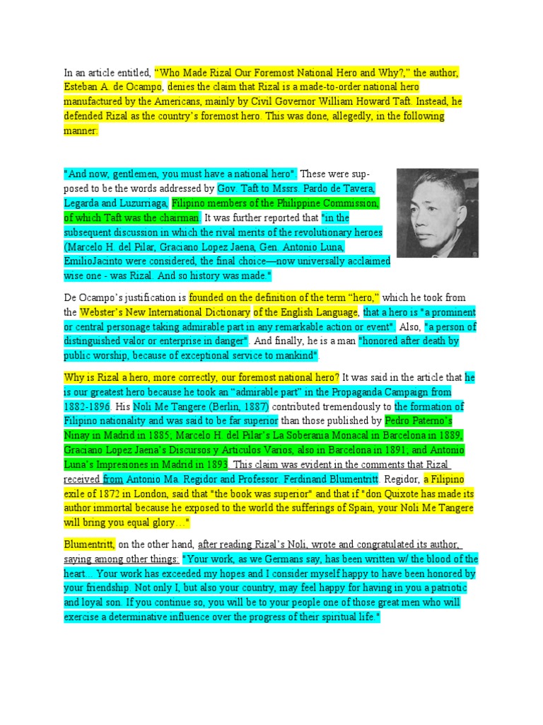 Rizal Topic | PDF | Philippines