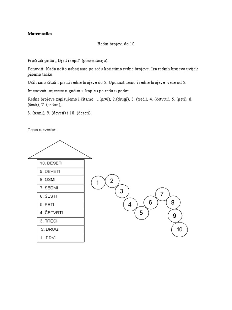 MM Redni Brojevi Do 10 | PDF