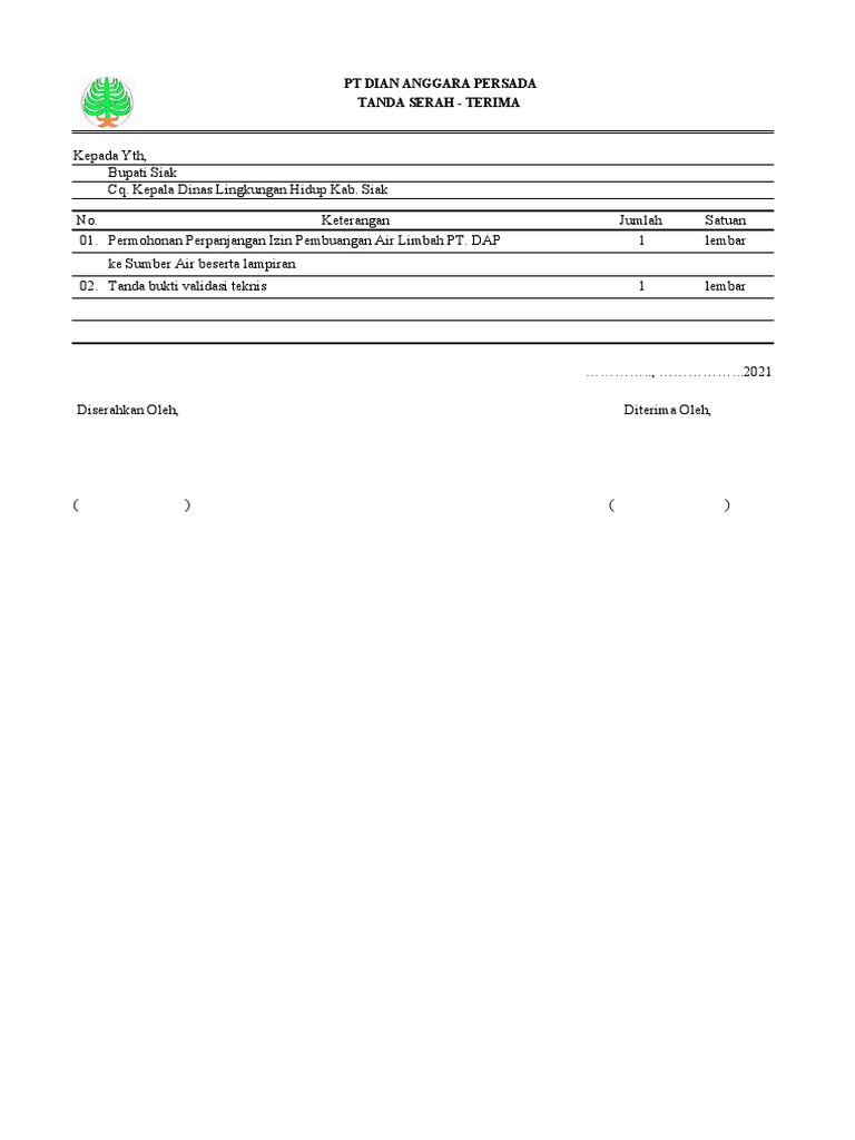 Dokumen Serah Terima PT DAP | PDF