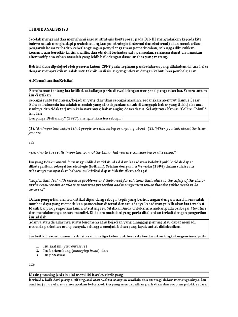 Teknik Analisis Isu | PDF