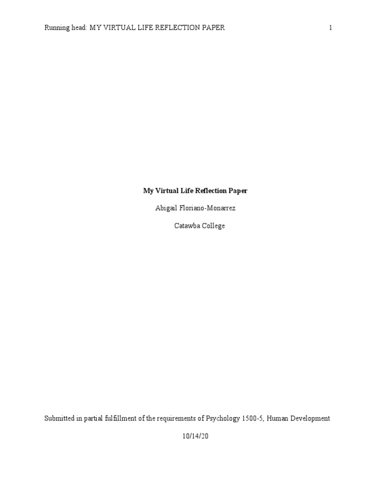 My Virtual Life Reflection Paper | PDF | Shyness | Pregnancy