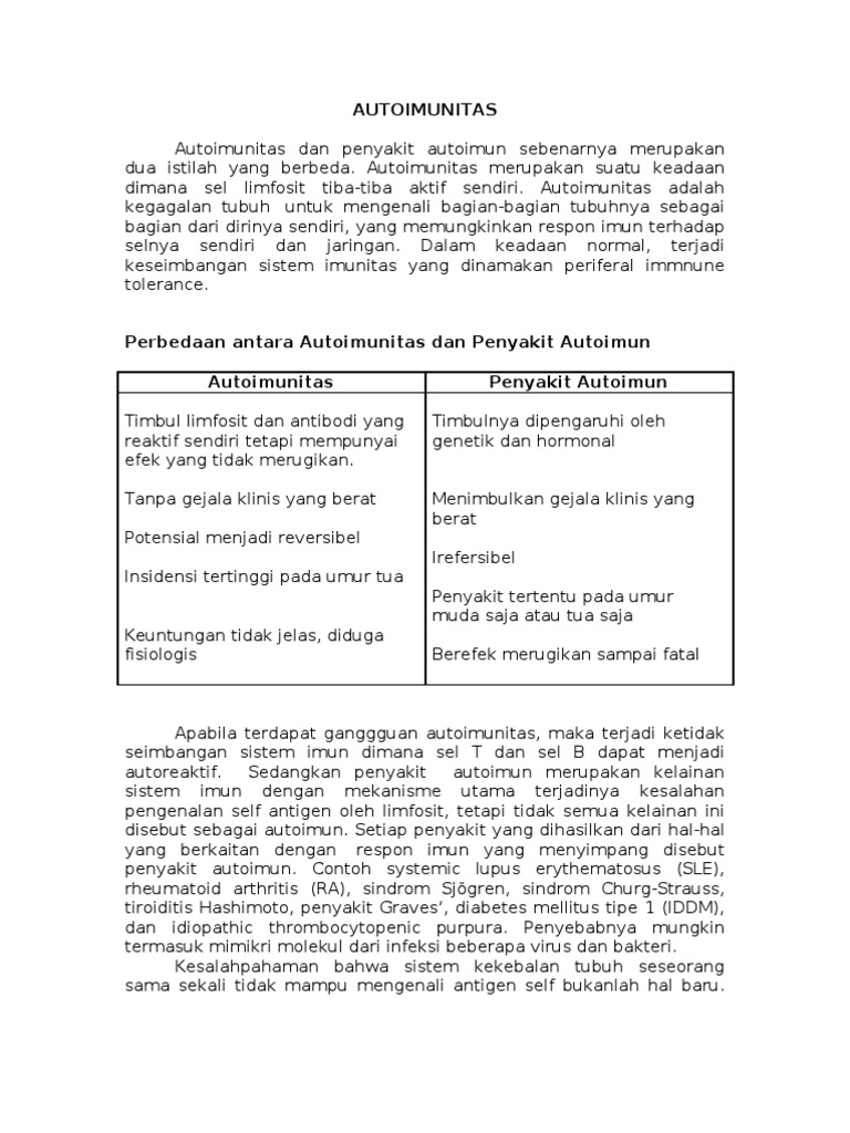 Pengertian dan Jenis Autoimunitas | PDF | Sains & Matematika